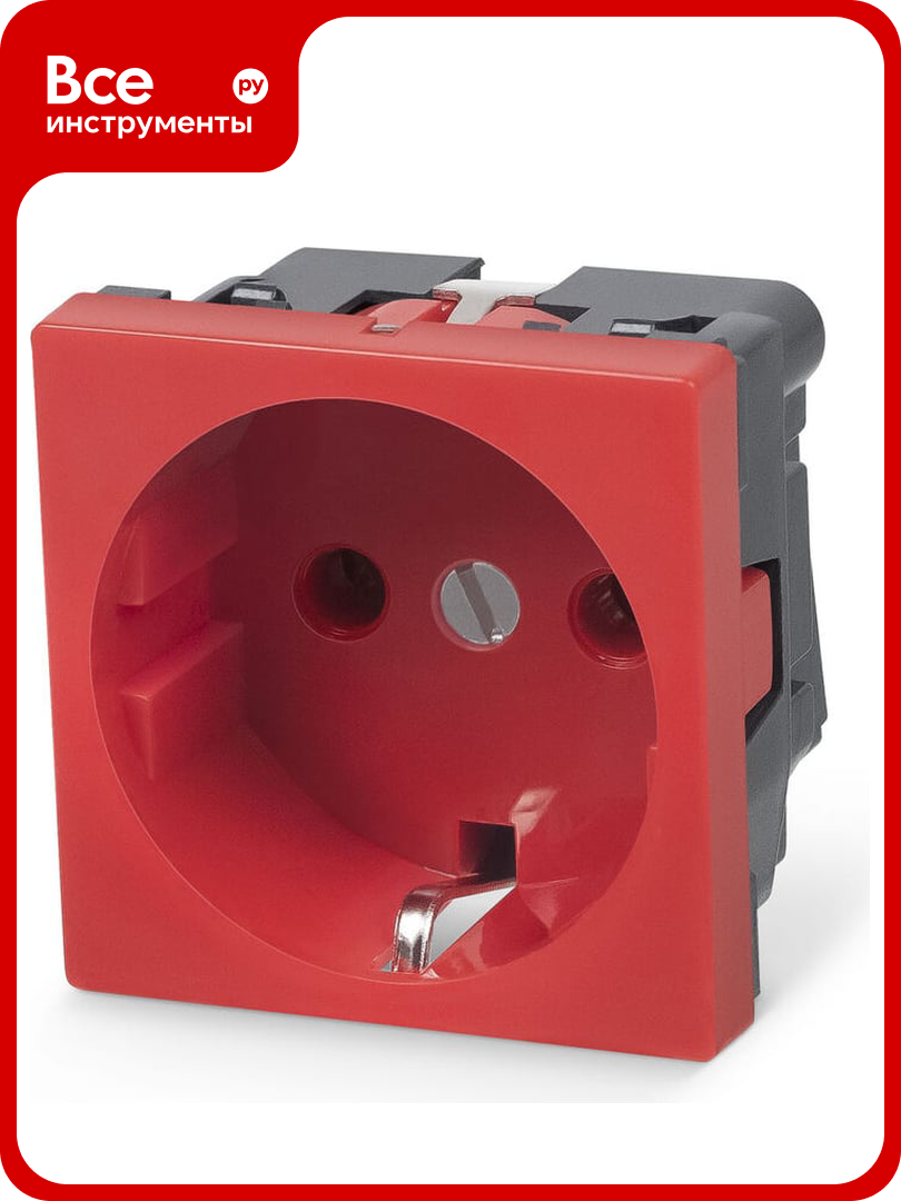 Электрическая розетка Cabeus Mosaic, нем. ст, 2K+3, 16A, красная (в сборе)