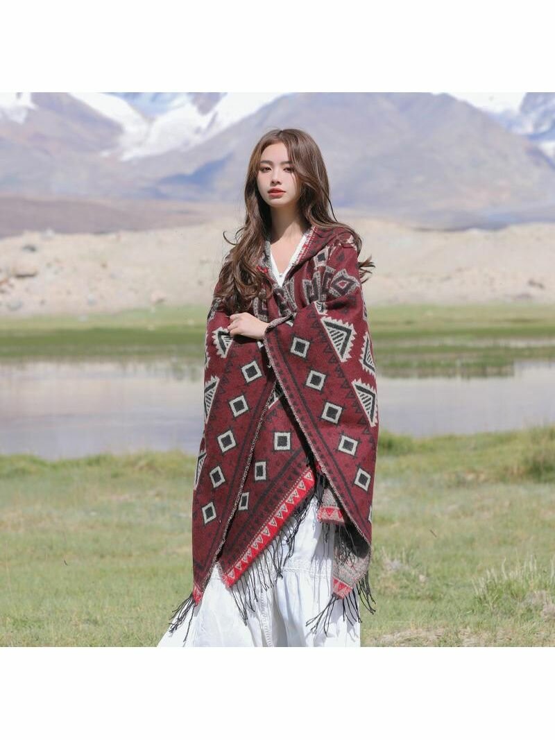 Плед-пончо 150 130 темно-бордовый Плед-пончо