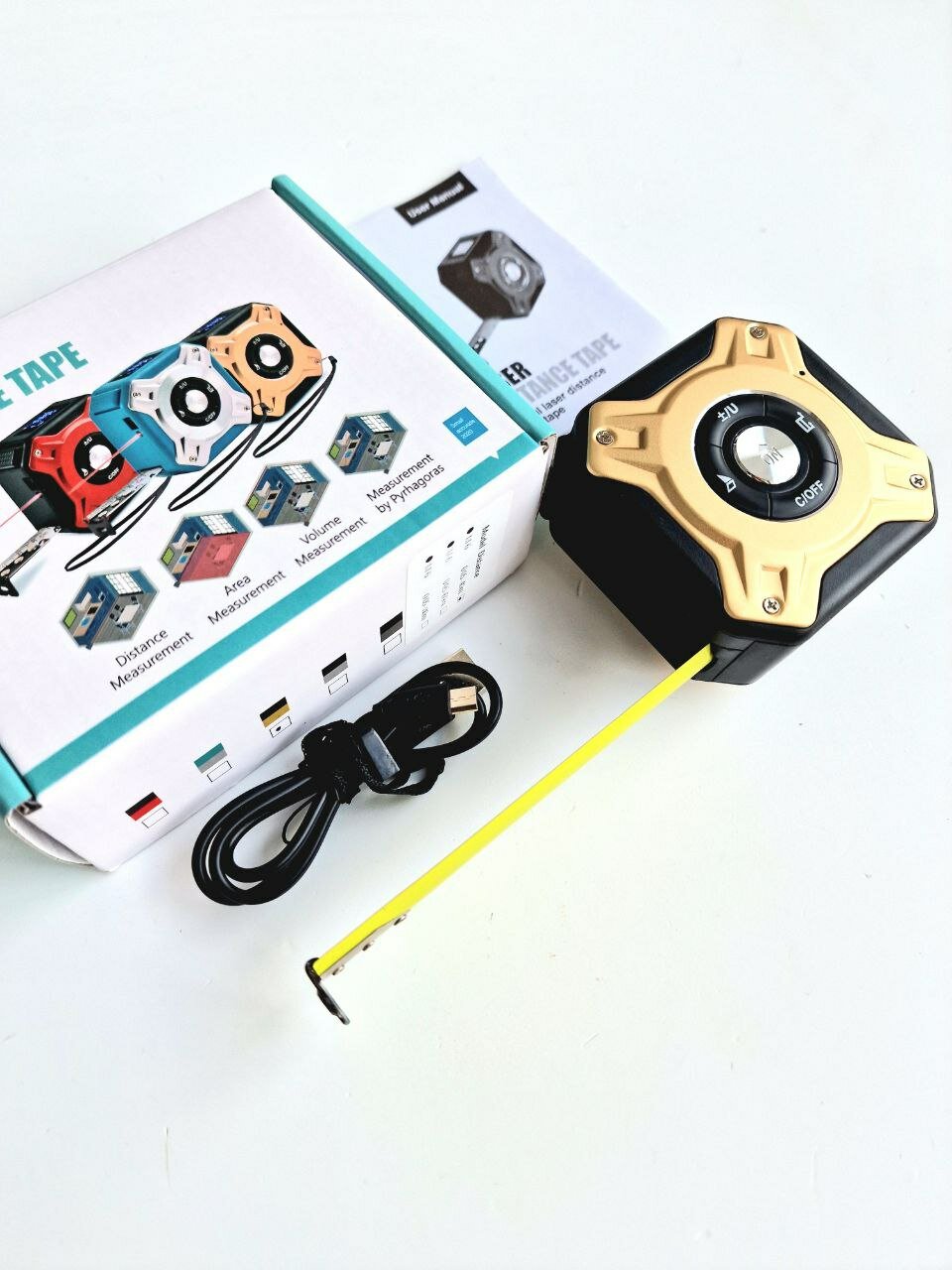 Лазерная Рулетка-дальномер самоблокирующаяся 2 в 1