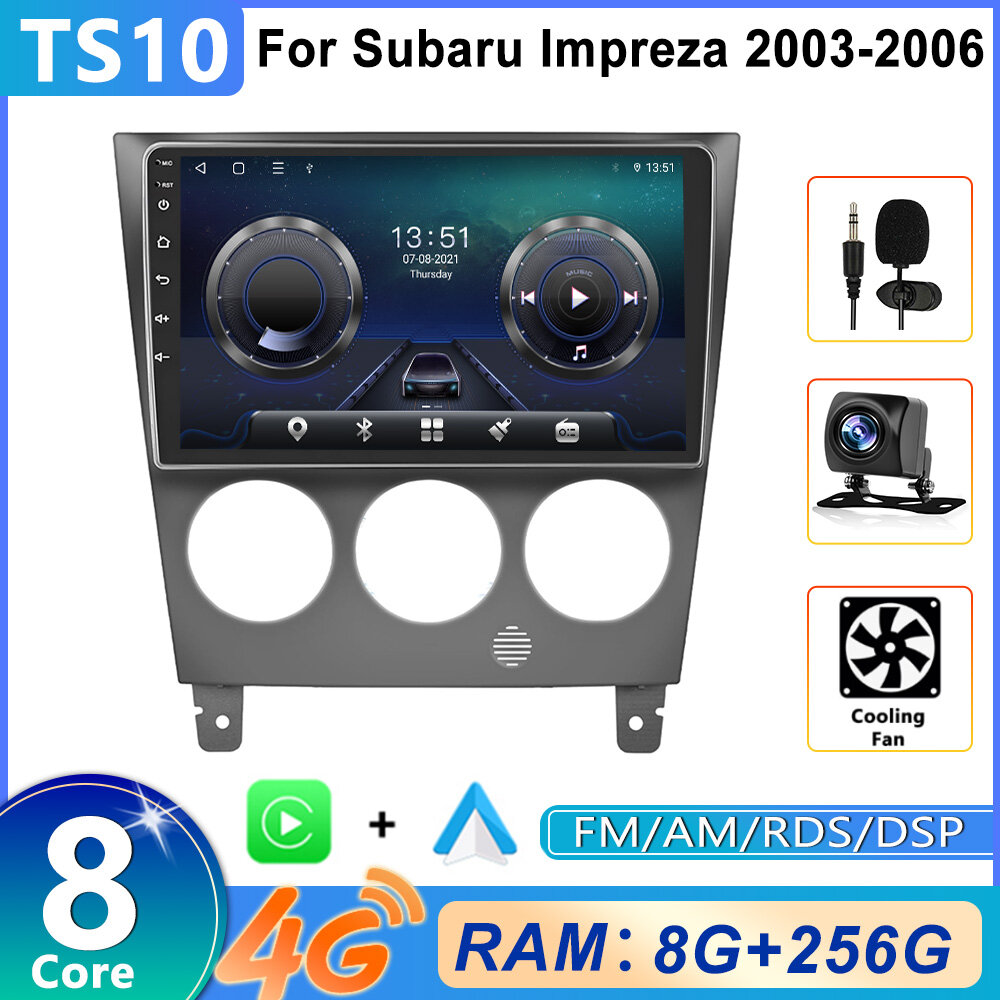 Магнитола Subaru Impreza 2 рест2 - (2002-2007) ,8/256ГБ, QLED экран 1280*720, Субару Импреза / Мультимедиа + переходная рамка