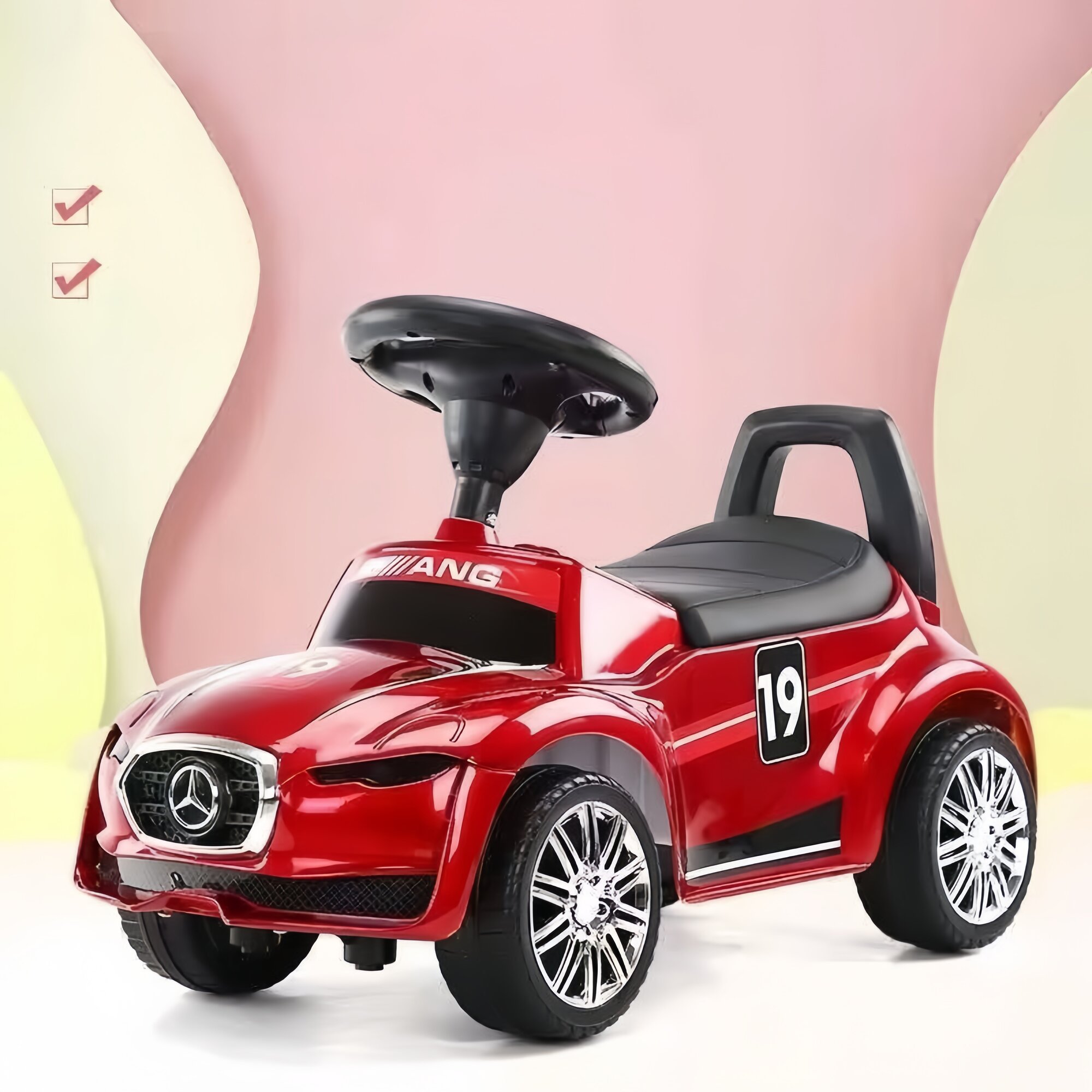 Каталка толокар детская Mercedes С-Class, со звуком, колеса прорезинены