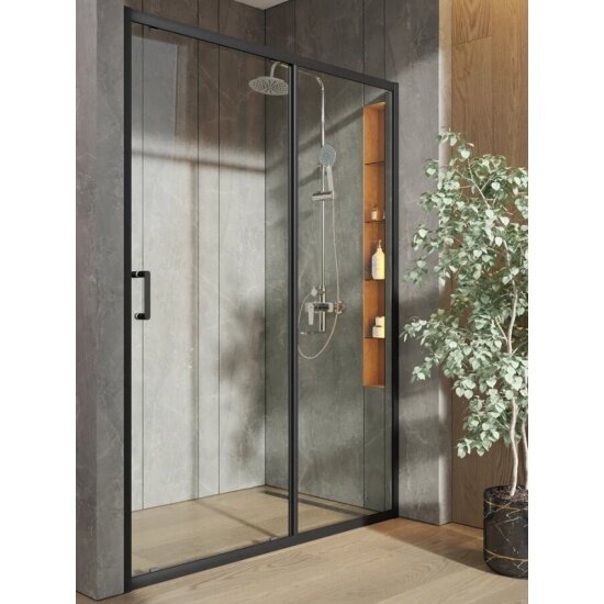 Душевое ограждение Orange E02-140TB в нишу с раздвижной дверкой, матовый черный