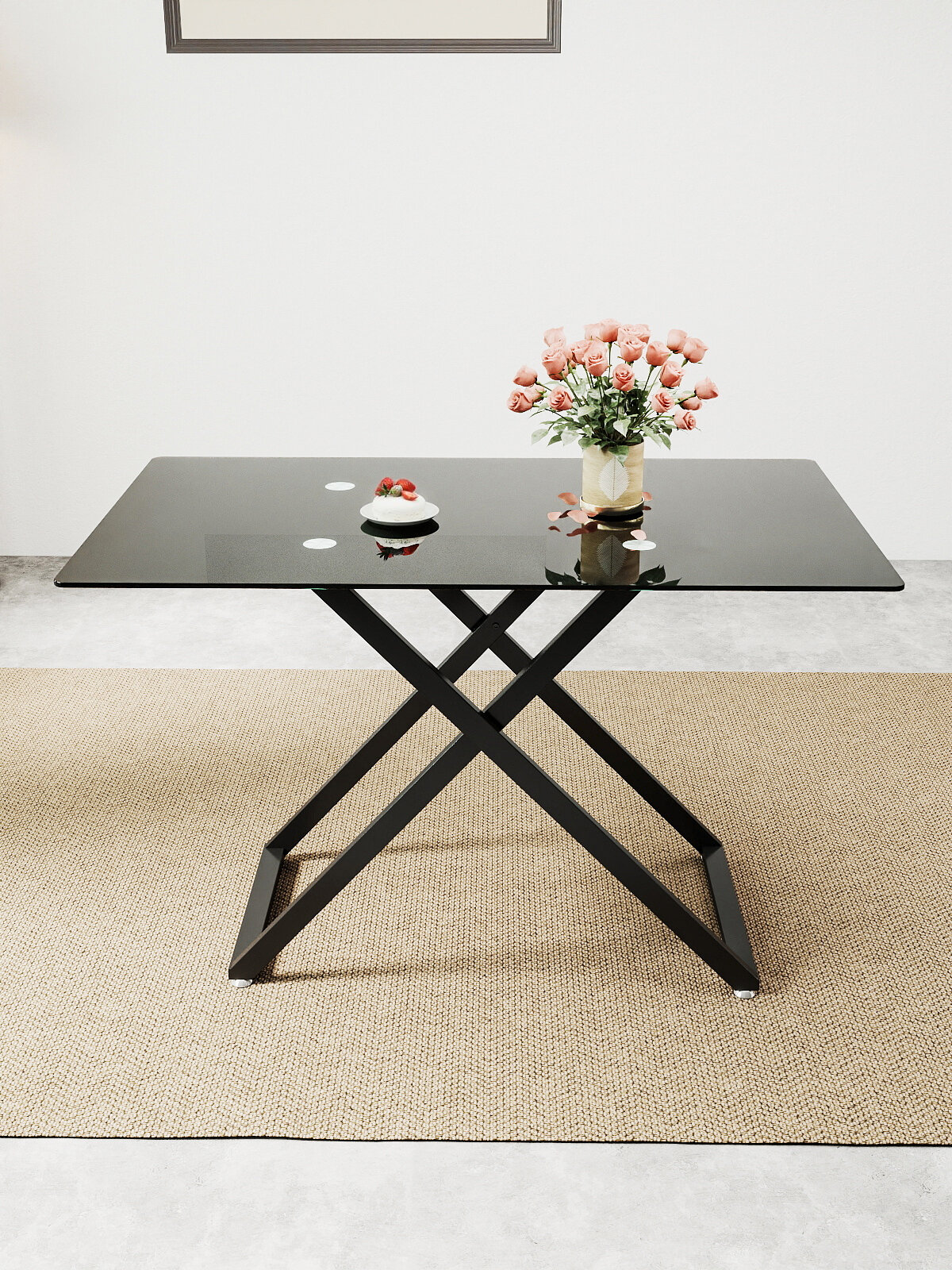 Обеденный стол RDT1200-DB, 120х70х75 см, закаленное стекло/металл