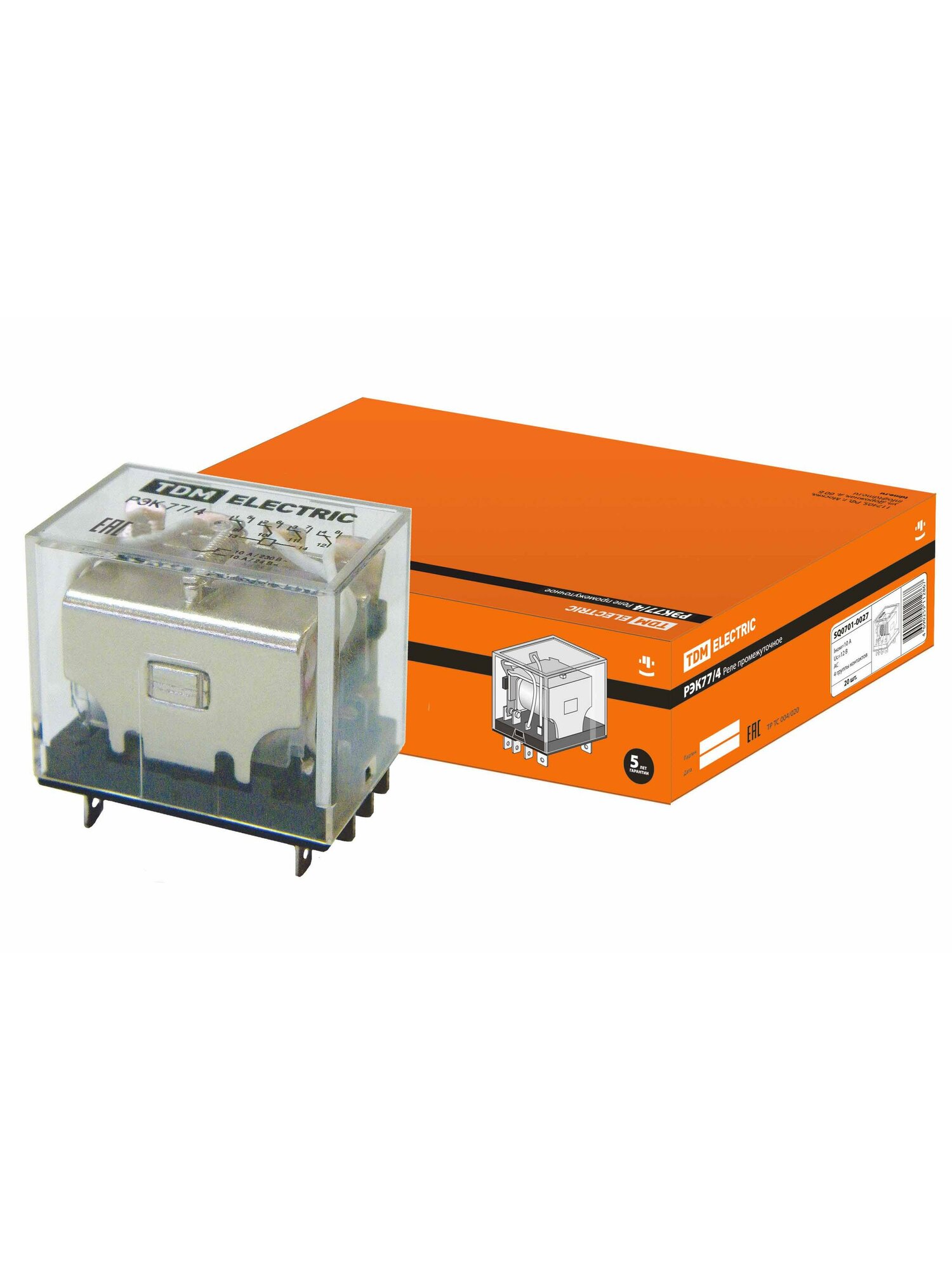 Набор Реле промежуточные РЭК77/4 10А 12В AC TDM {SQ0701-0027} 1 шт (2 шт)