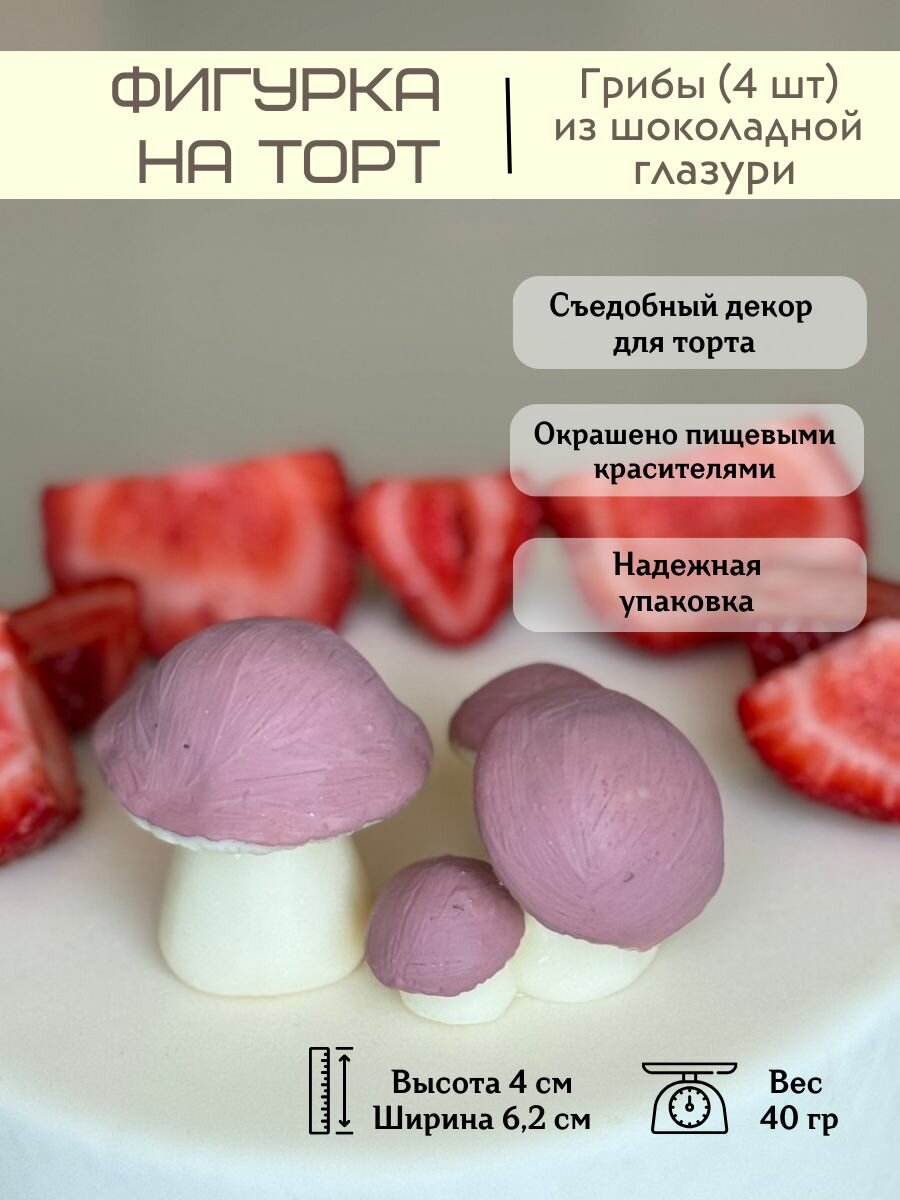 Украшение для торта фигурка белый гриб из глазури