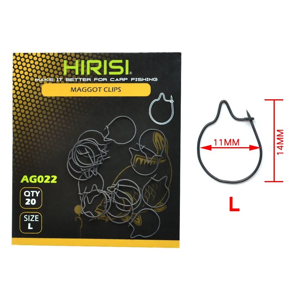 Hirisi, 20 шт, снасти для ловли карпа, зажимы для ловли карпа, аксессуары для ловли карпа, наживка для карпа, 4 размера, AG023