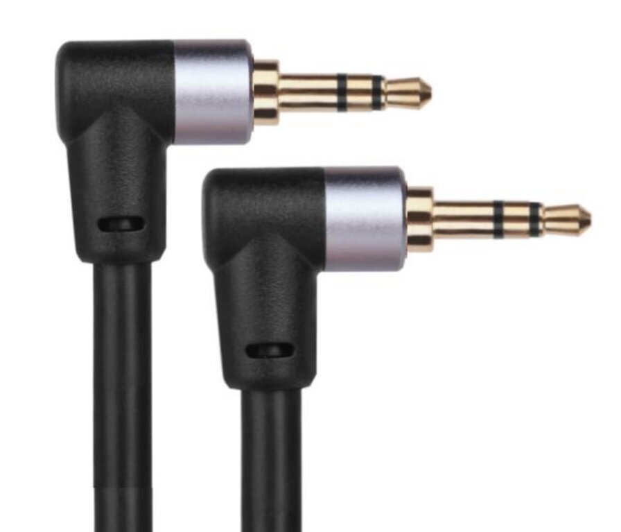 Шнур AUX jack 3.5 (3 pin) (M) - (M) Premium 1.8 м. угловой черный S1282