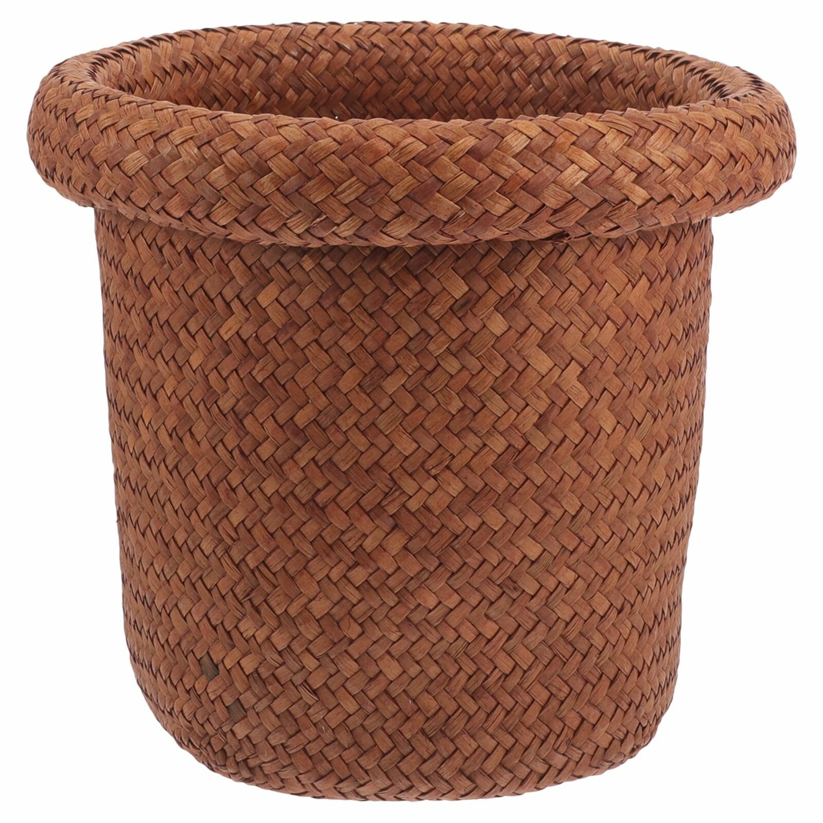 Плетёная корзина из камыша светло-коричневая для хранения с широким круглым верхом