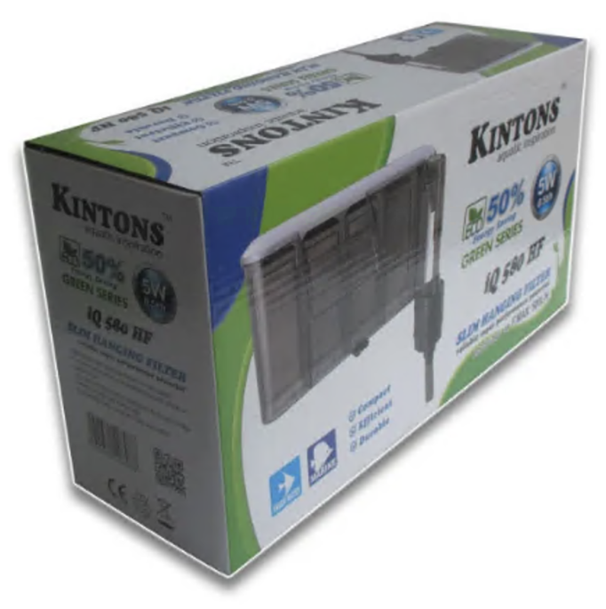 Фильтр для аквариума навесной Kintons / Кинтонс IQ580HF пластиковый, производительность 500 литров в час, 4.5 Ватт / зоотовары
