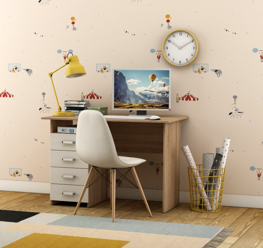 Стол письменный, стол компьютерный Лайт (Ньюкасл) 4 дуб сонома/белое дерево