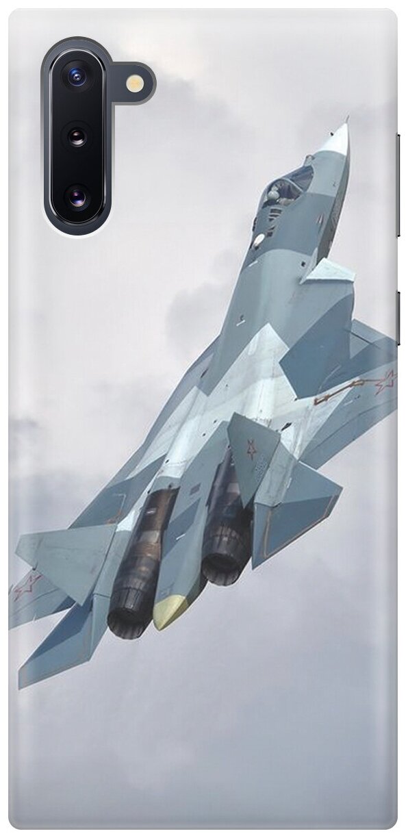 Силиконовый чехол на Samsung Galaxy Note 10, Самсунг Ноут 10 с принтом "Боевой самолет"
