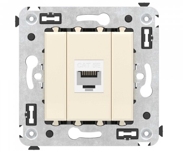 DKC Компьютерная розетка RJ-45 без шторки в стену, кат.5е одинарная, "Avanti", "Ванильная дымка"