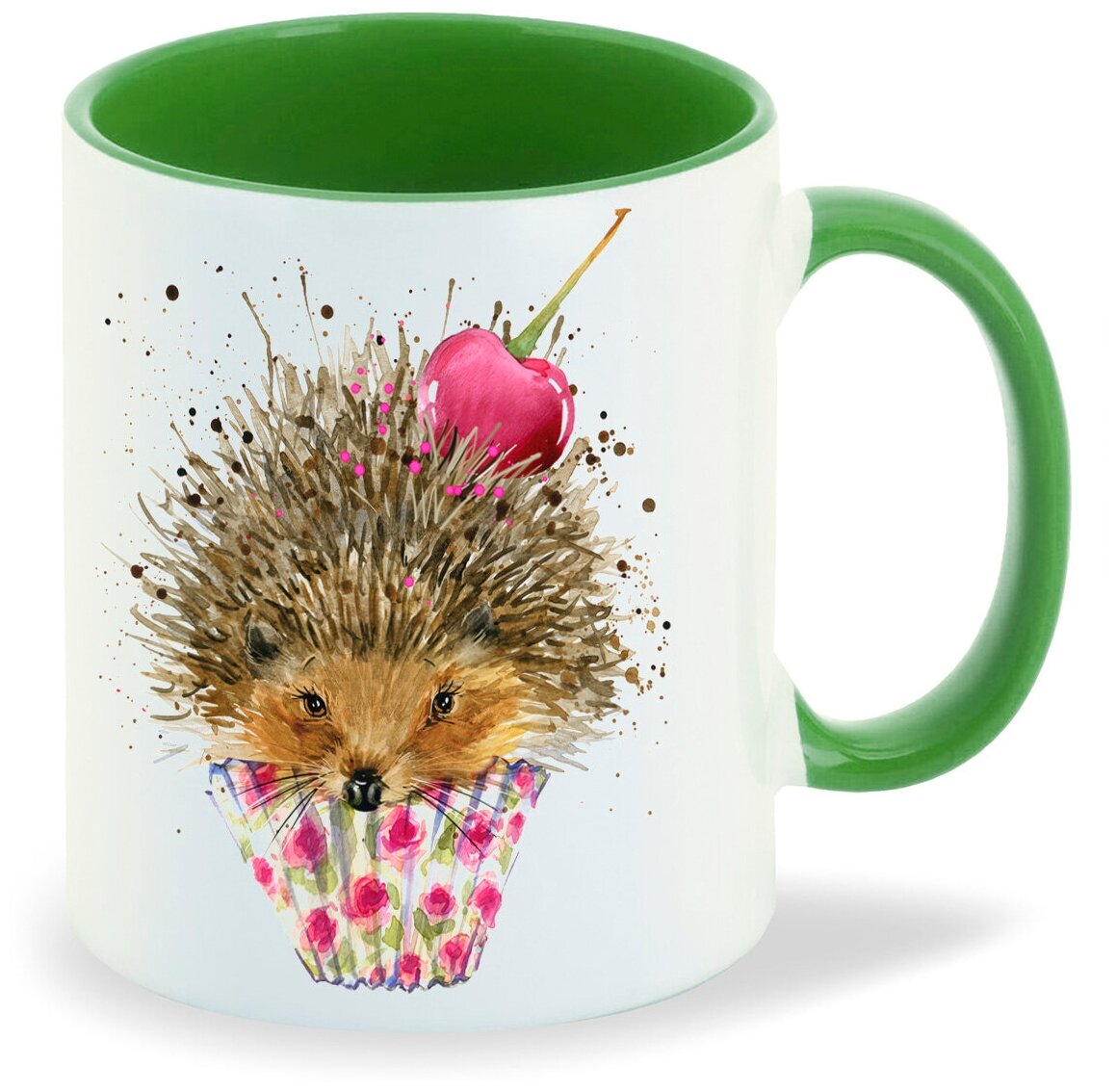 Кружка зеленый CoolPodarok Графика. Ежик панкейк