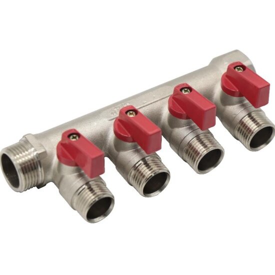 Коллектор Euros с отсекающими шаровыми кранами 2 выхода 1" x 1/2" EU. ST3042275 2х1х12_k