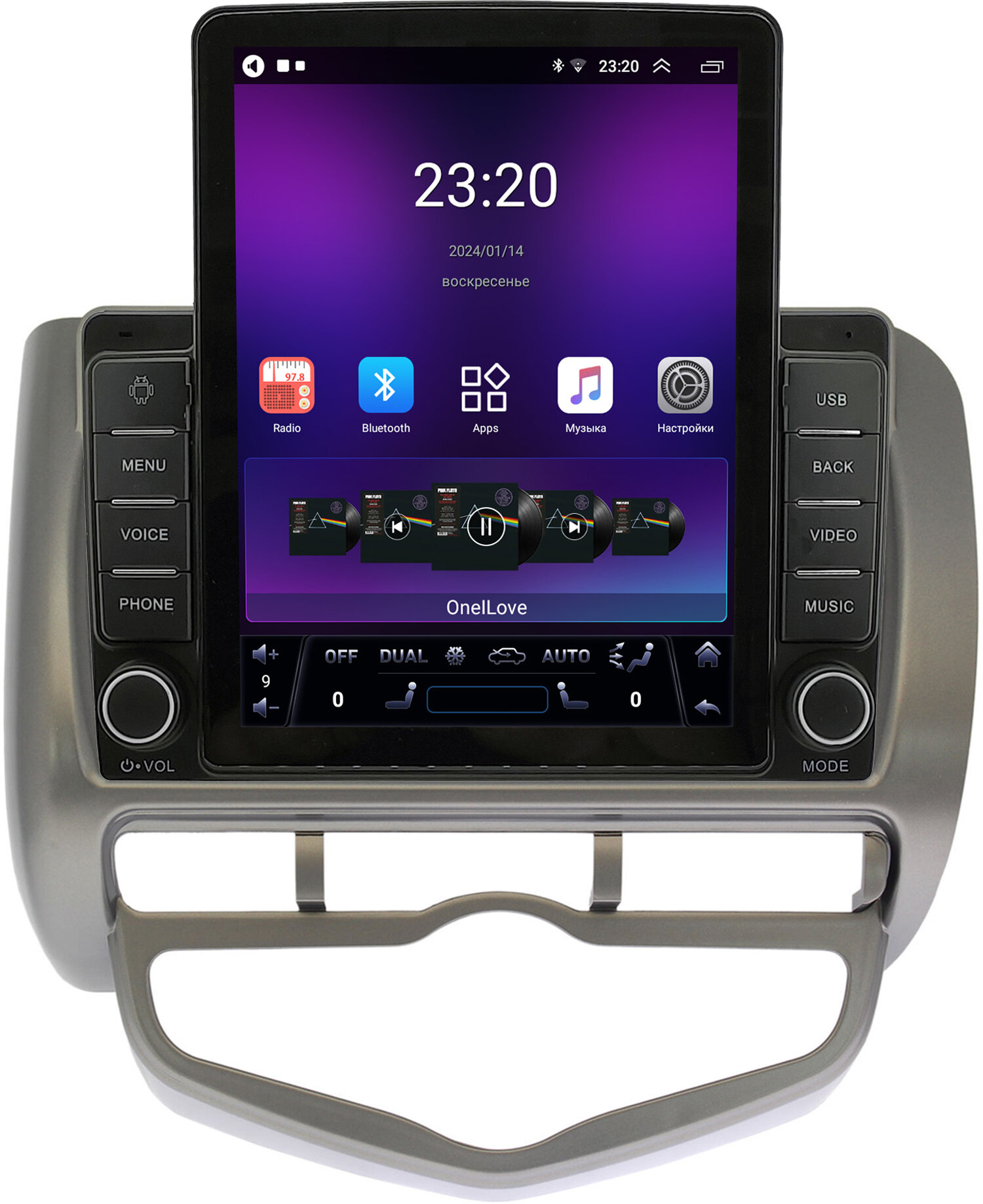 Штатная магнитола Canbox GTR095-9095 для Honda Fit 2001-2008 (правый руль) на Android 10 (QLed, 4/64, DSP, CarPlay)