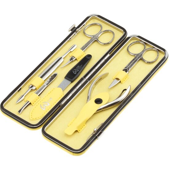 Маникюрный набор GD 6 предметов, искуcственная кожа, желтый