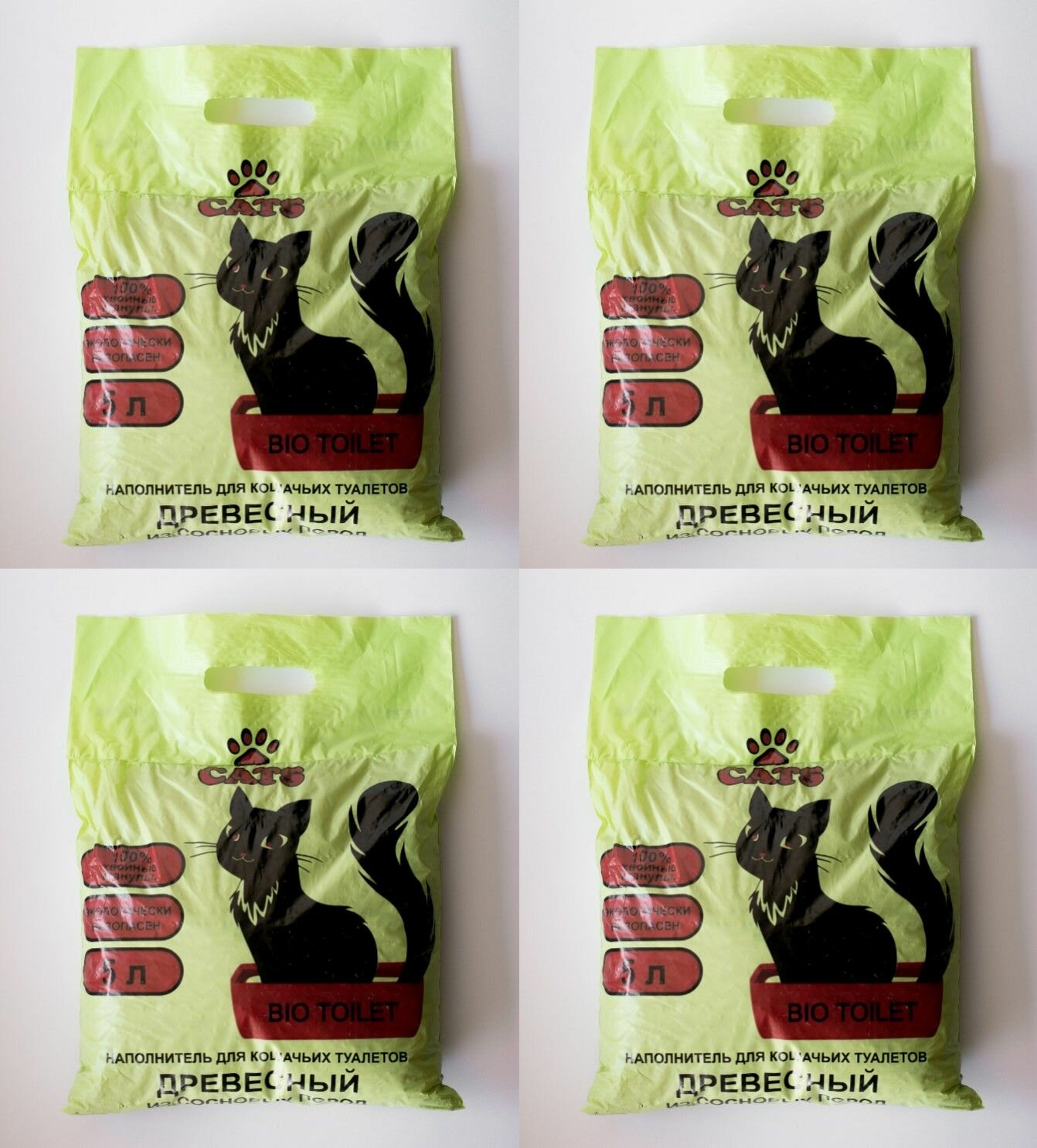 Наполнитель для кошачьего туалета "КотЛета" древесный из сосновых пород 5л х 4 штуки