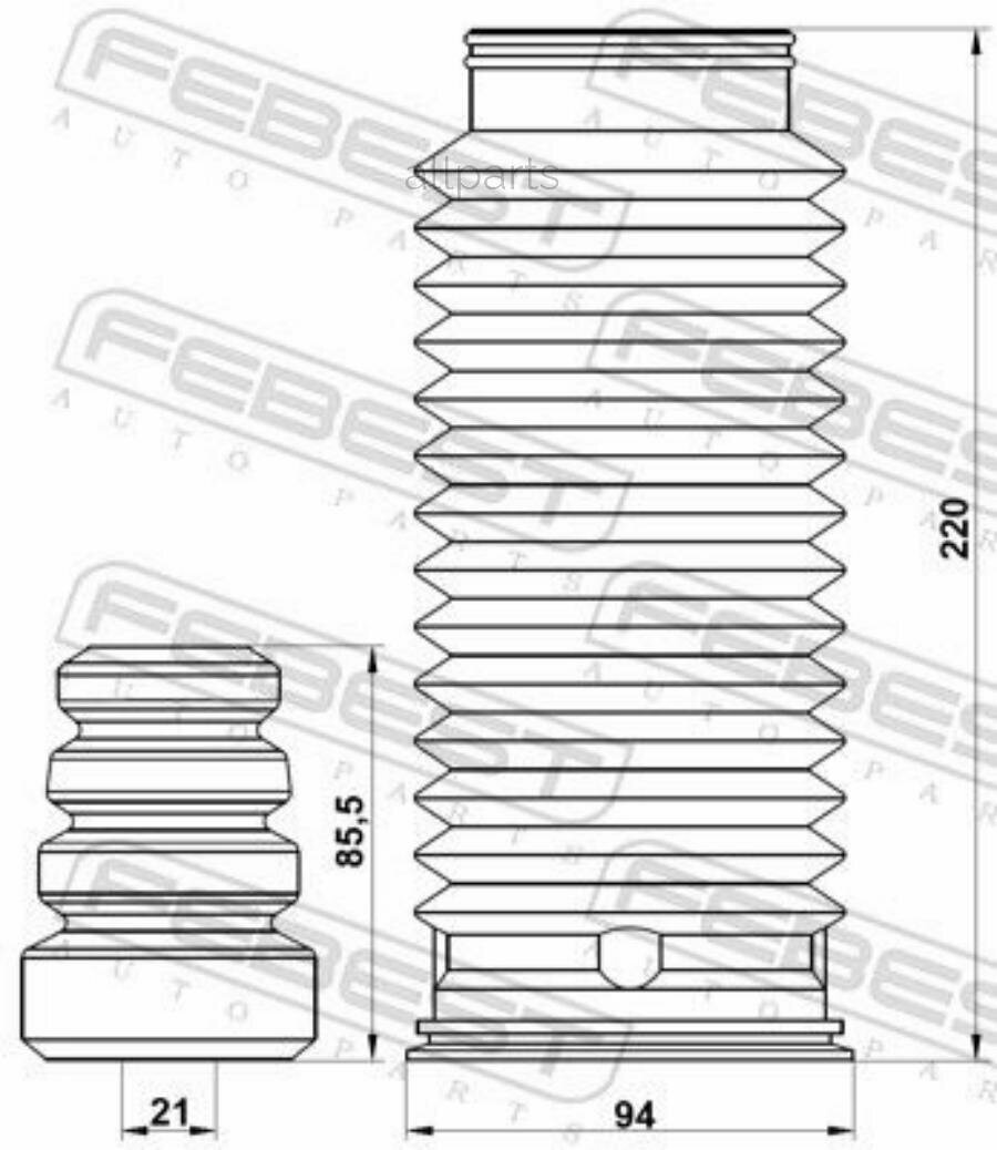 FEBEST SZSHBGVIIFKIT к-кт пыльник+отбойник амортизатора пер!\ Suzuki Grand Vitara 2.0-2.7/2.0HDi/TDi 98>