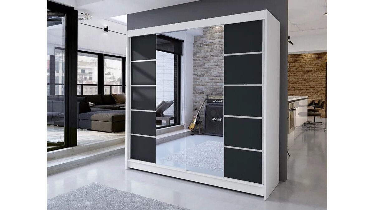 Шкаф-купе Мелисса Венге Цаво 3354/ Белый 101 NW 210*45*220 см GOODFORM Для одежды,