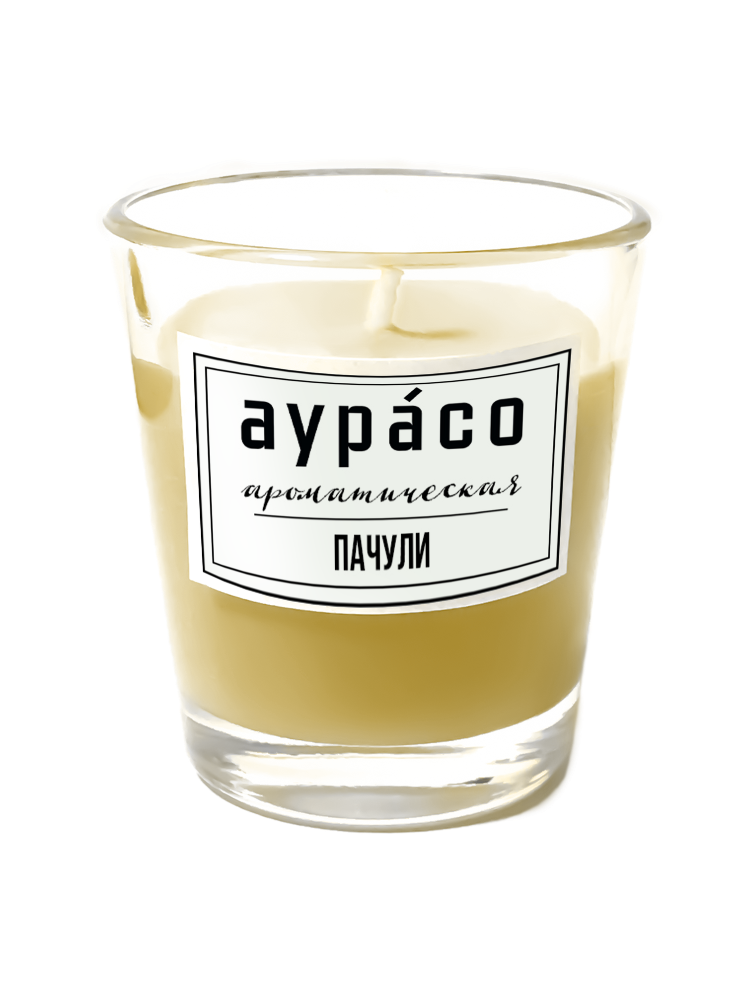 Ароматическая свеча Аурасо "Пачули" из 100 % соевого воска, 5x4 см, 100 гр, бежевая, 1 шт.