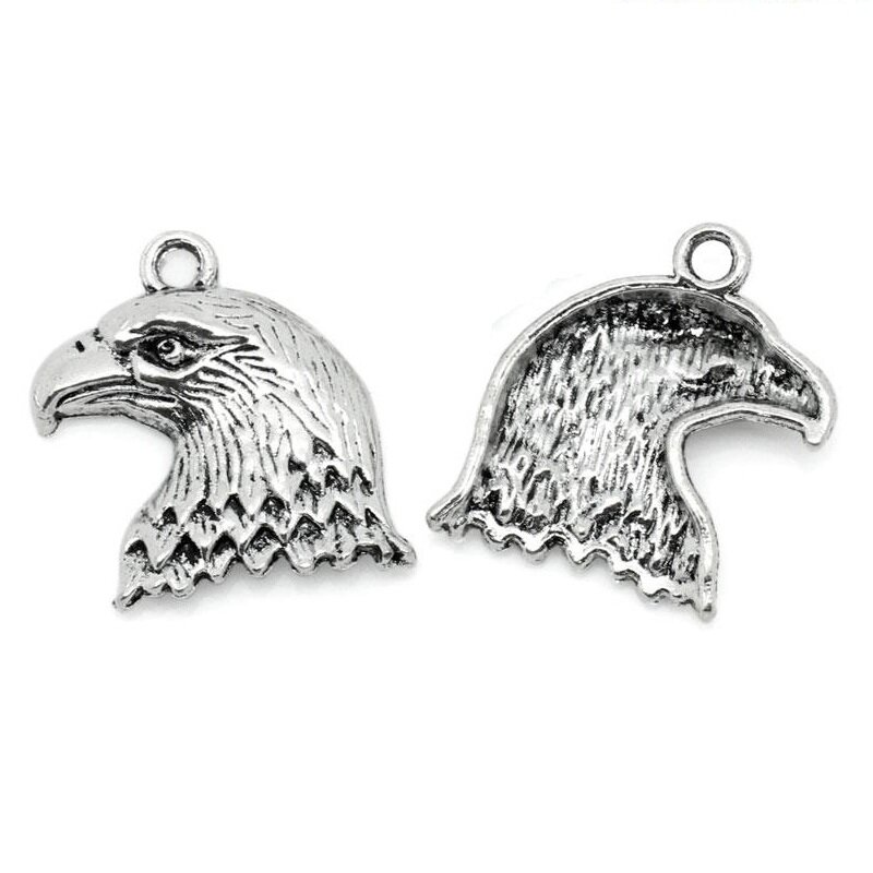 Подвеска, 22х19мм, голова орла, базовый материал - цинковый сплав, стиль тибетское серебро, 5 шт.