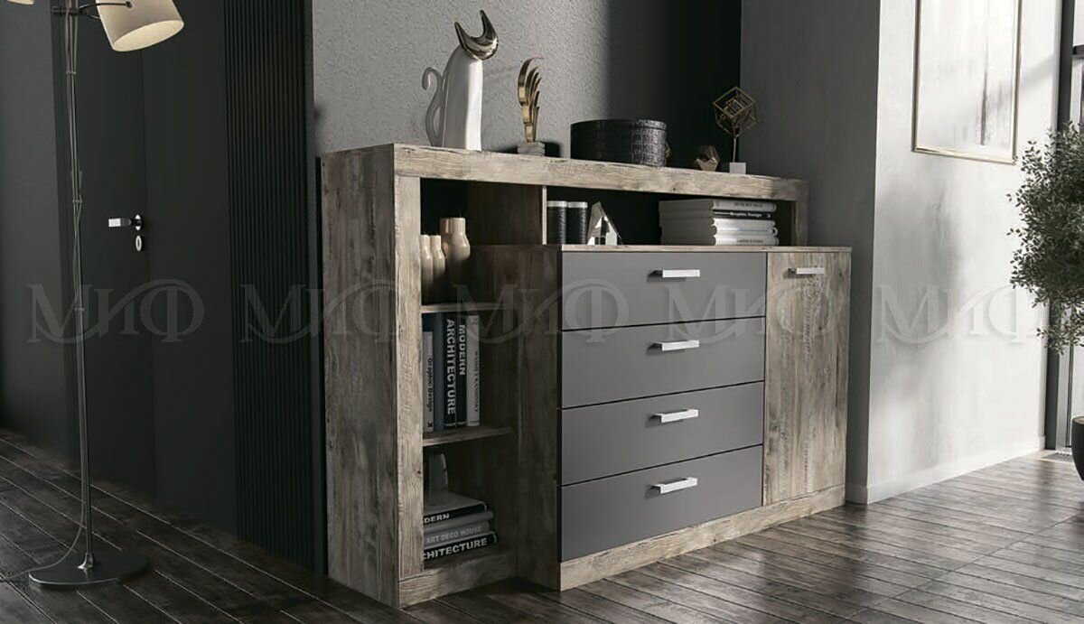 Комод Ангара 1,60 м. Графит, Дуб Юкон