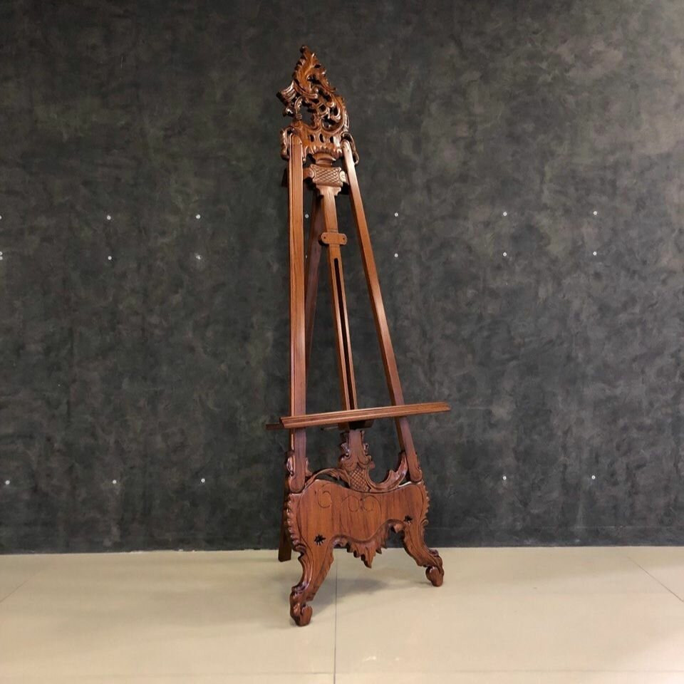 Мольберт DOMKORLEONE интерьерная подставка для картин, красное дерево (mahogany wood), цвет орех NAA (светло-коричневый)