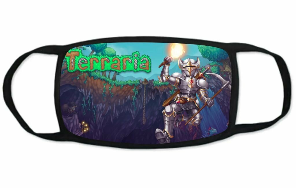 Маска защитная тканевая на лицо Terraria, Террария №3, Детская - 18 на 10 см
