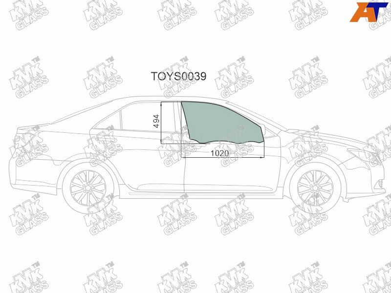 Стекло боковое опускное (Спереди / Справа / Цвет зеленый) Toyota Camry (XV50) 11-18 / Camry UAE /USA 11-17