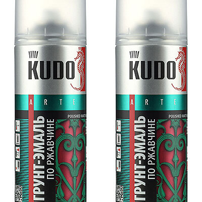 Грунт-эмаль аэрозольная по ржавчине Kudo шоколадная матовая RAL 8017 520 мл (2 шт.)