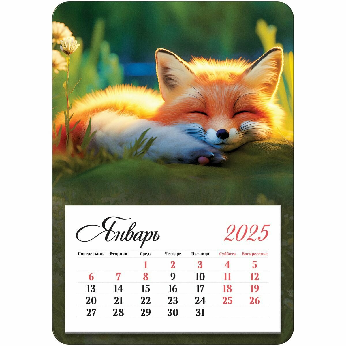 8 шт. Календарь отрывной на магните 95*135мм склейка BG "Лисенок", 2025г.