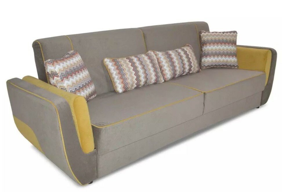 Прямой диван Алекс 2 Серый Велюр, книжка, 240х92х81 см, с ящиком для белья