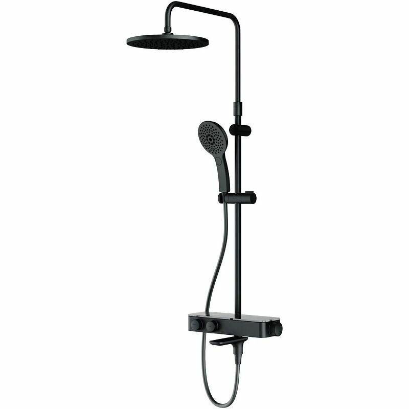 F0750A522 Душевая система AM.PM Inspire 2.0 смеситель с термостатом, верхний душ, ручной душ, излив, черная матовая