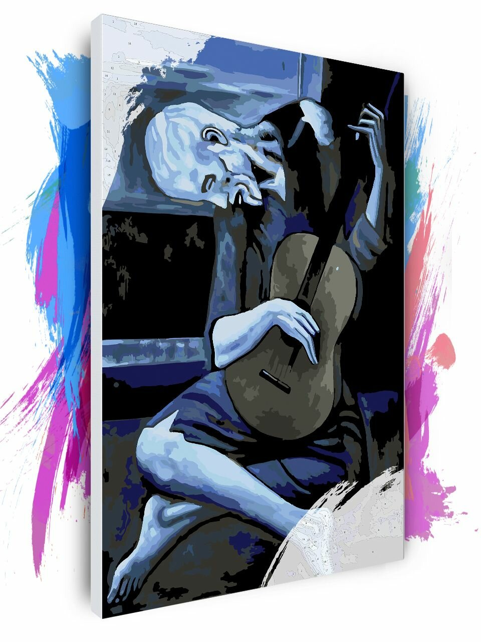 Картина по номерам на холсте Пабло Пикассо - Старый гитарист, 70 х 100 см