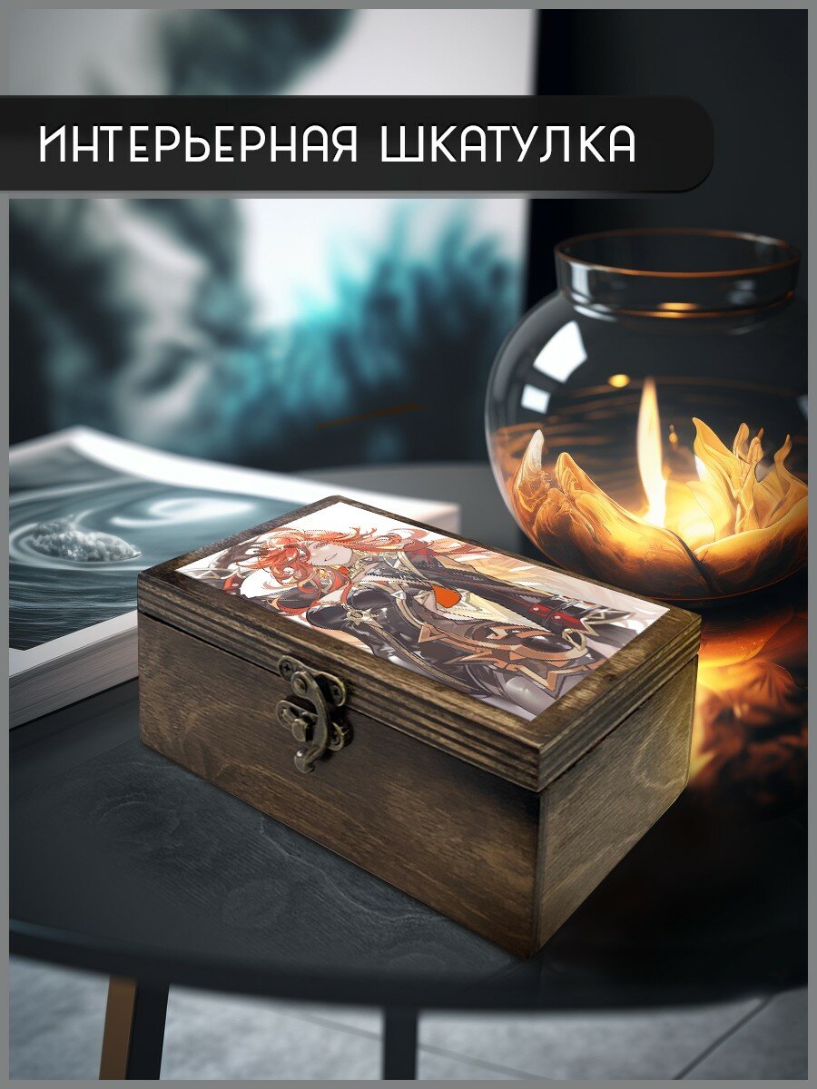 Шкатулка интерьерная для украшений универсальная 16x10x6 см игры геншин импакт (genshin impact, мавуика, пиро архонт, натлан) - 637