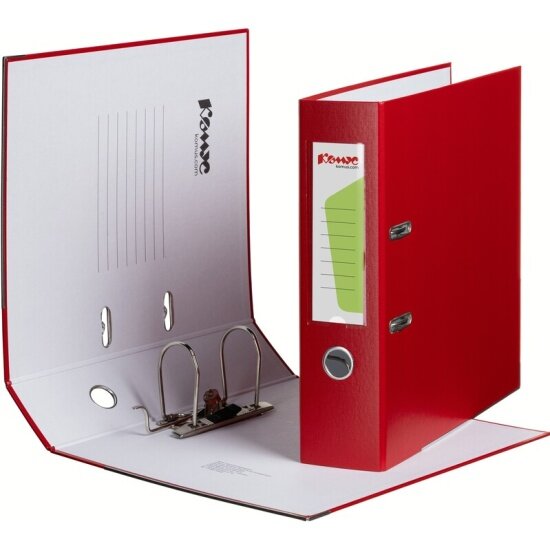 Папка-регистратор Attache с арочн. мех. Комус Экономи 80мм, красн, ПБП1, карм. кор, мет. уг