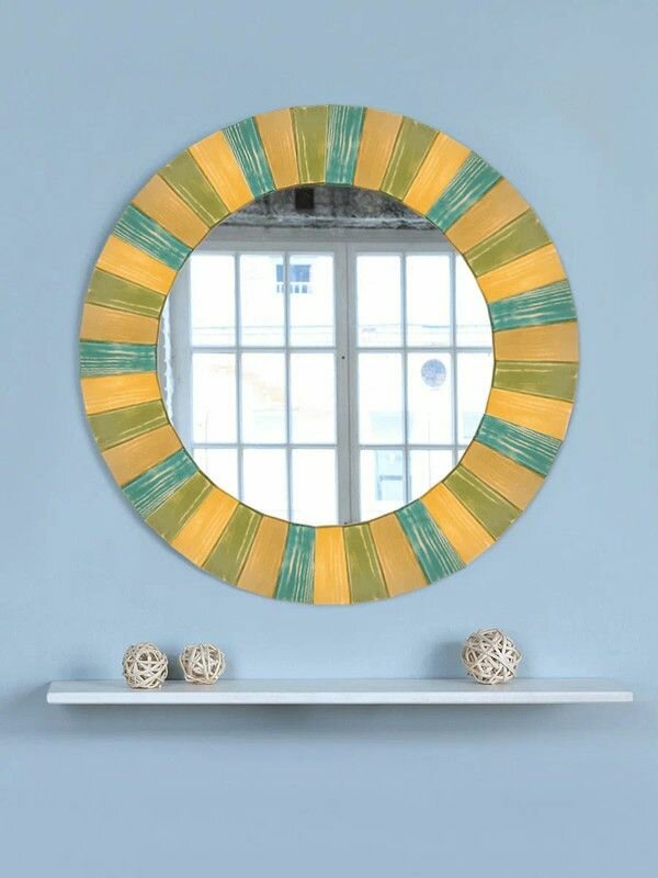 Зеркало настенное MYSUNNYHOME, широкое, 94 см, зеленый, синий, желтый, оливковый