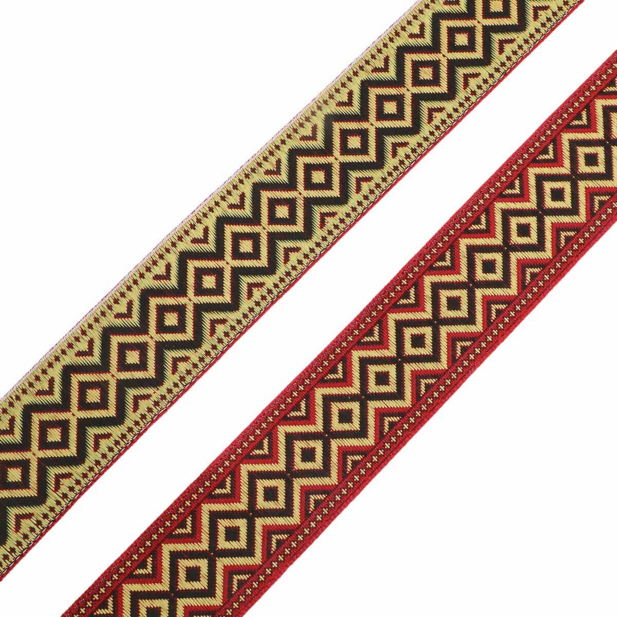С1853Г17 Лента жаккардовая рис. 9496 32мм*25м (2 красный/черный), 25 м