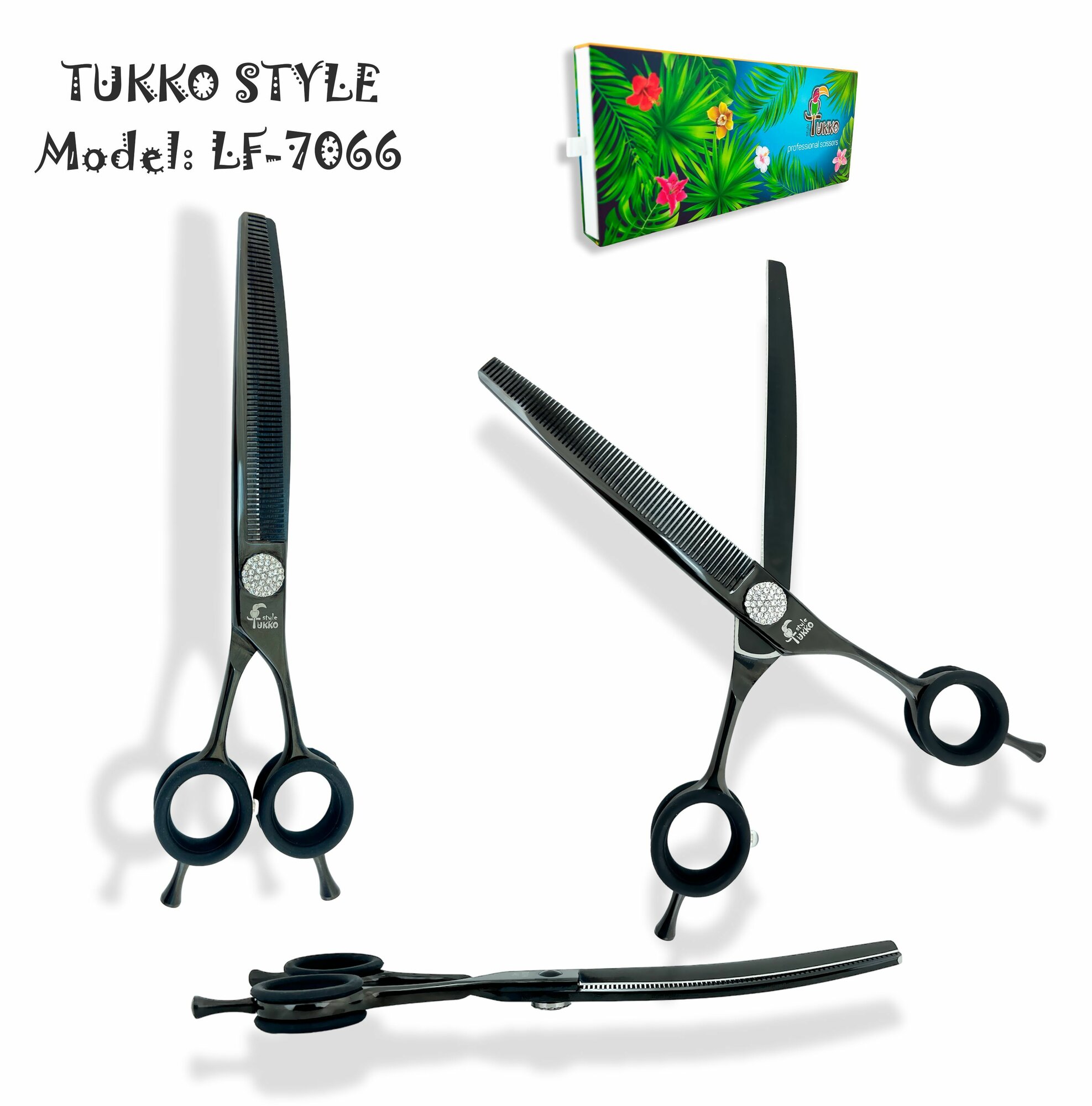 Изогнутые филиры для груминга собак животных TUKKO Style BLACKBERRY 7.5 дюймов 66 зубъев