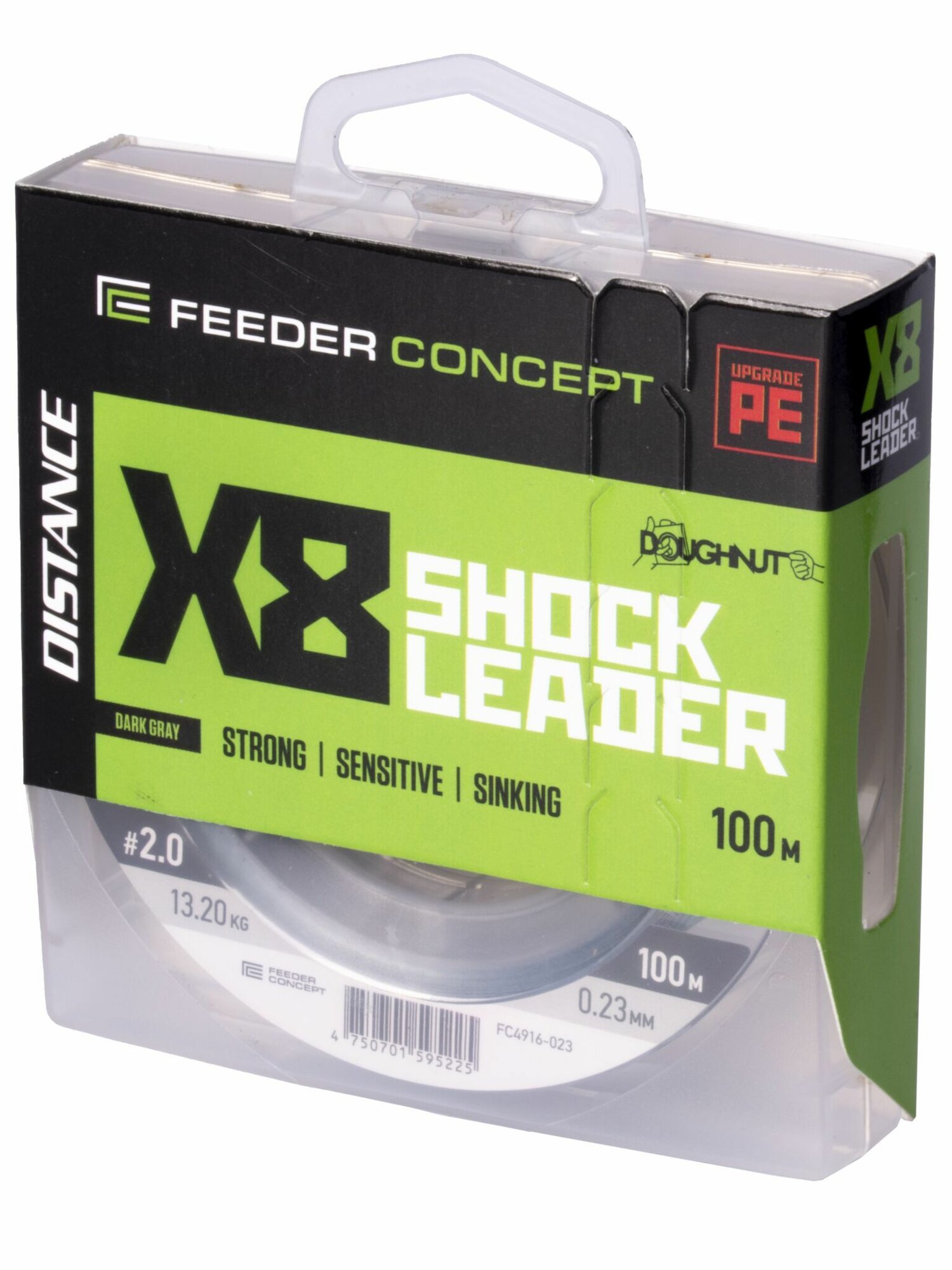 Шок-лидер плетёный Feeder Concept Distance х8 SHOCK LEADER Dark Gray 100/023