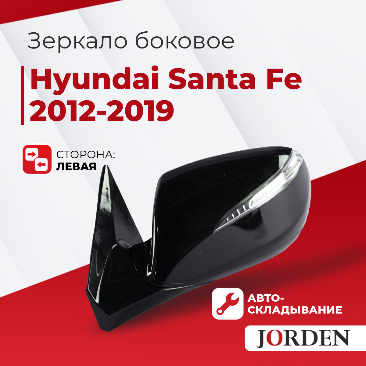 Зеркало боковое заднего вида для Hyundai Santa Fe 2012-2016 года, автомобильное электрическое с поворотником левое для Хендай Санта Фе