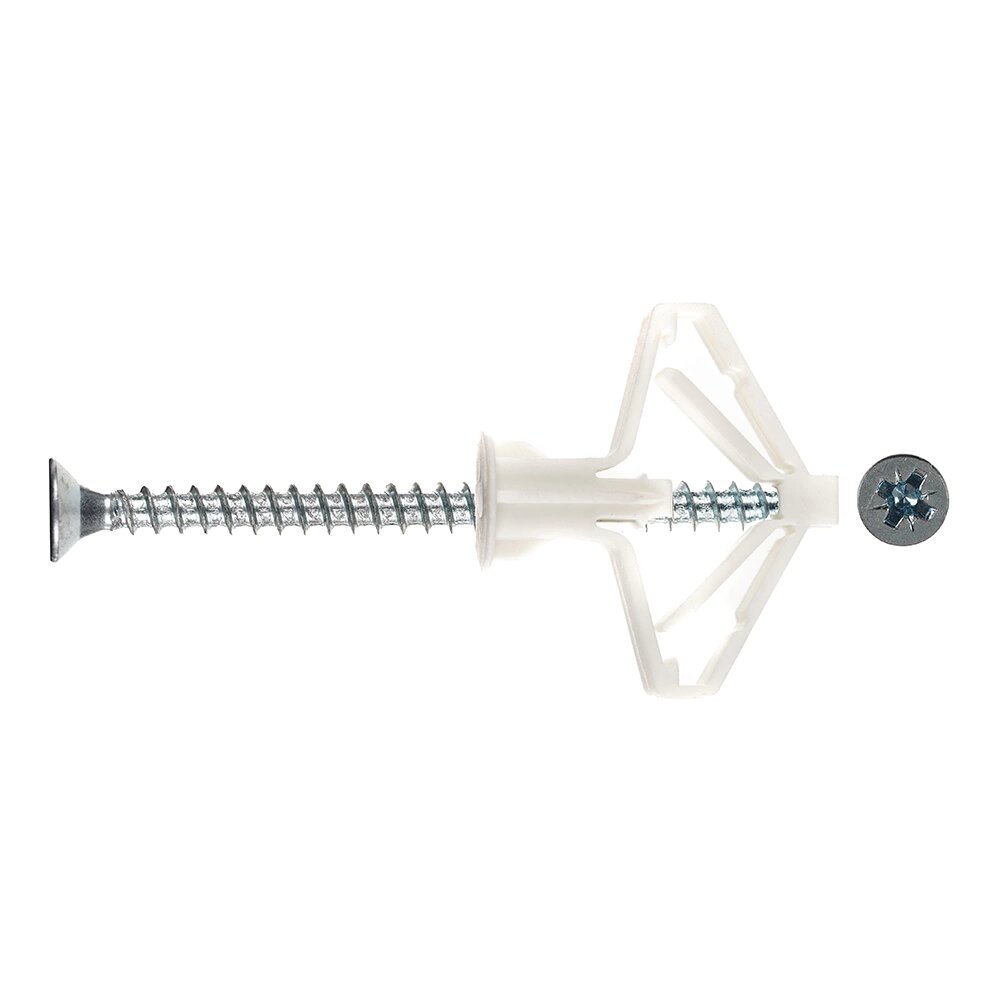 Дюбель для гипсокартона Бабочка KOELNER 10х35 мм с шурупом 4х60 мм 4 шт