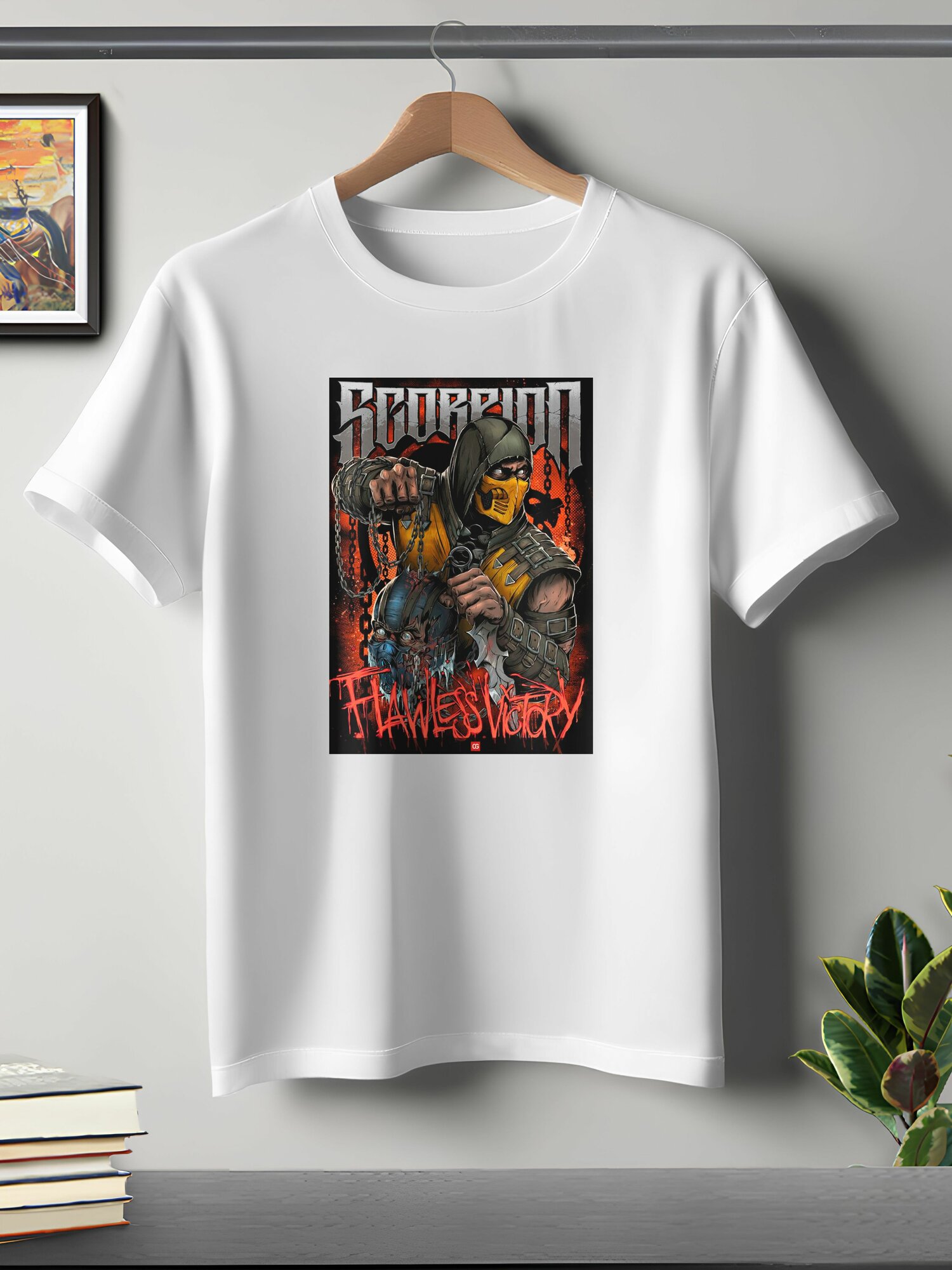 Футболка ONEQ унисекс 56-58 (3XL) размер с принтом Скорпион, белая