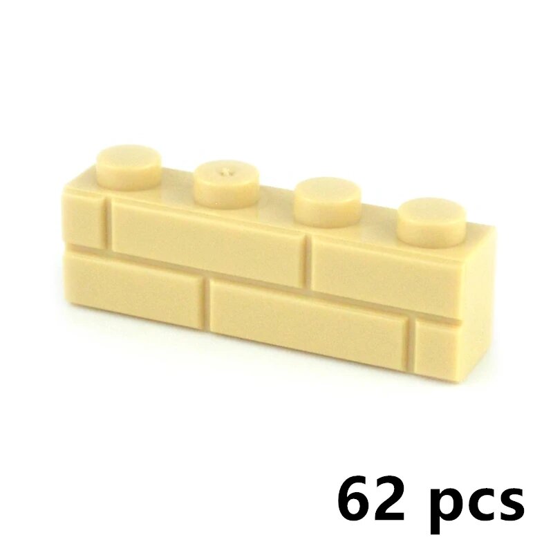 Лего кирпичи 1x4 бежевые 62шт
