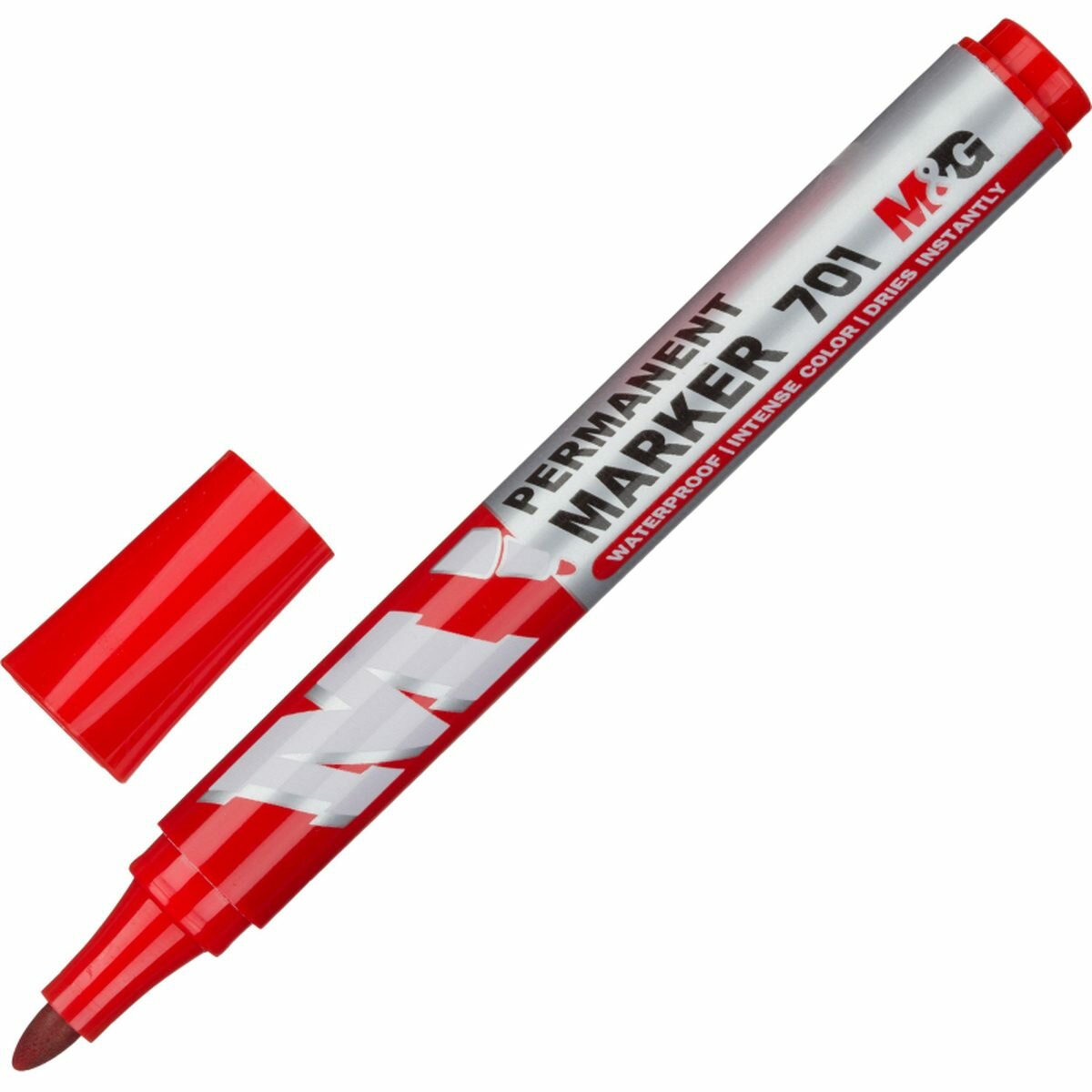 Маркер перманентный M&G (0.7-2.3мм, круглый наконечник, красный), 10шт.