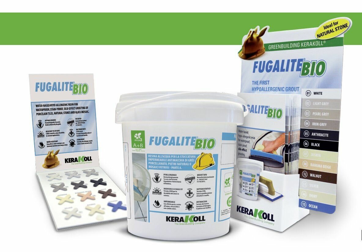 Затирка для плитки двухкомпонентная на эпоксидной основе Kerakoll Fugalite Bio (3кг) 04 (Grigio Ferro)