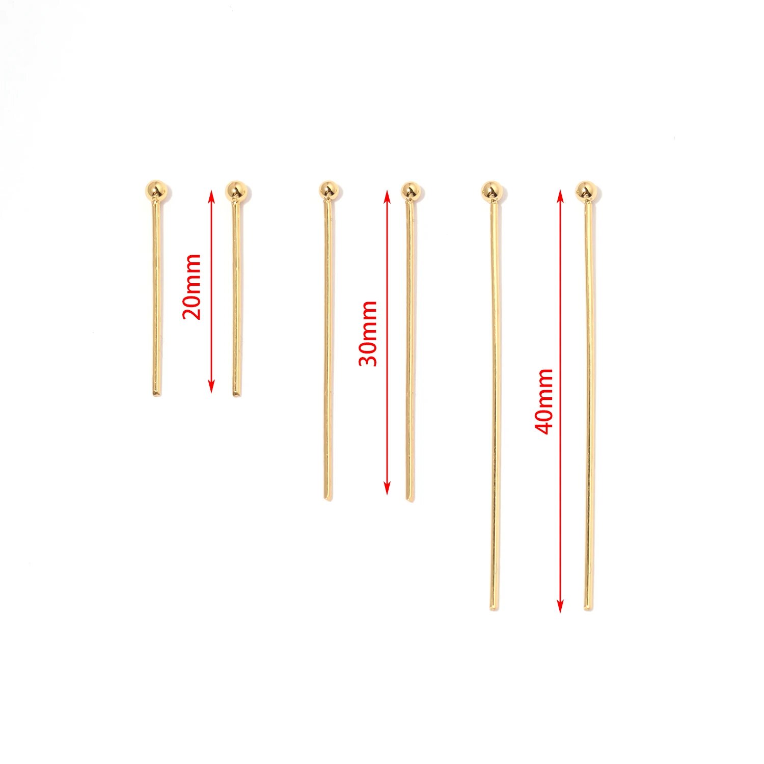 Плоские булавки с шариками из нержавеющей стали, позолоченные булавки с углублением в 9 глаз, фурнитура для изготовления ювелирных изделий своими руками, аксессуары, 50 шт, оптовая продажа