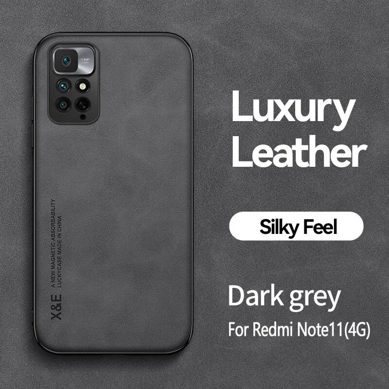 Защитный Кожаный чехол на Redmi Note 11 4G/ Note 11S( Редми Ноут 11 4G/Ноут 11C) с защитой камеры противоударный, ля магнитного авто-держателя