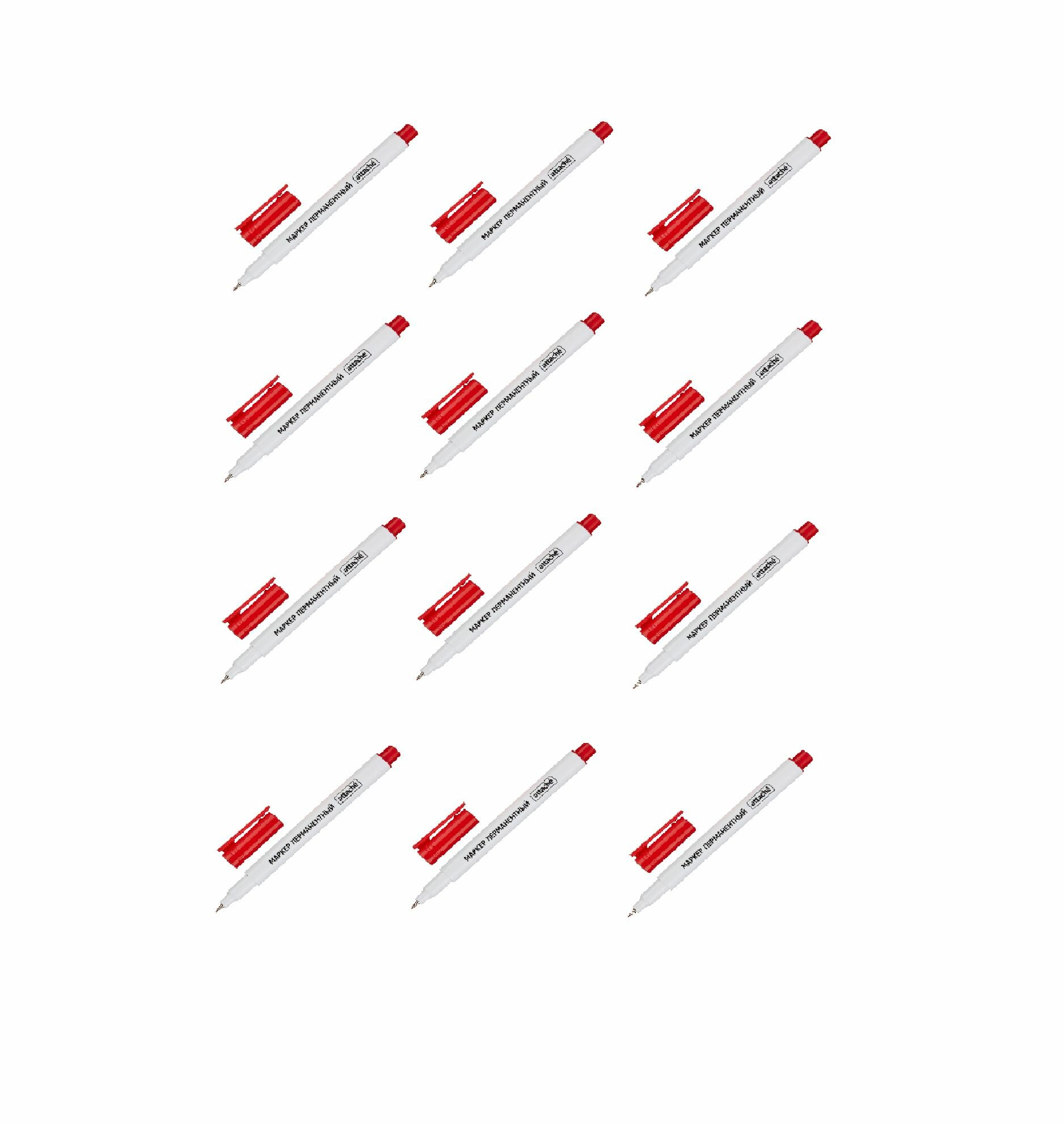 Attache Маркер перманентный, красный, 0,5 мм, 12 уп