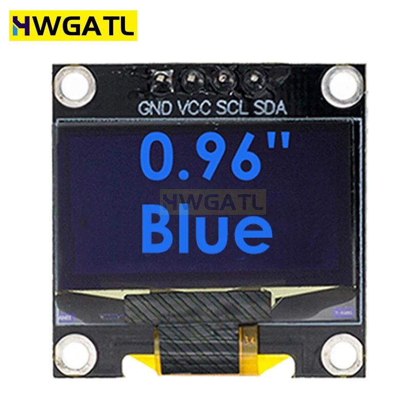 HWGATL 0,96-дюймовый OLED SSD1306 белый/синий/желтый 128X64 IIC I2C Синий, BlackPCB-Blue